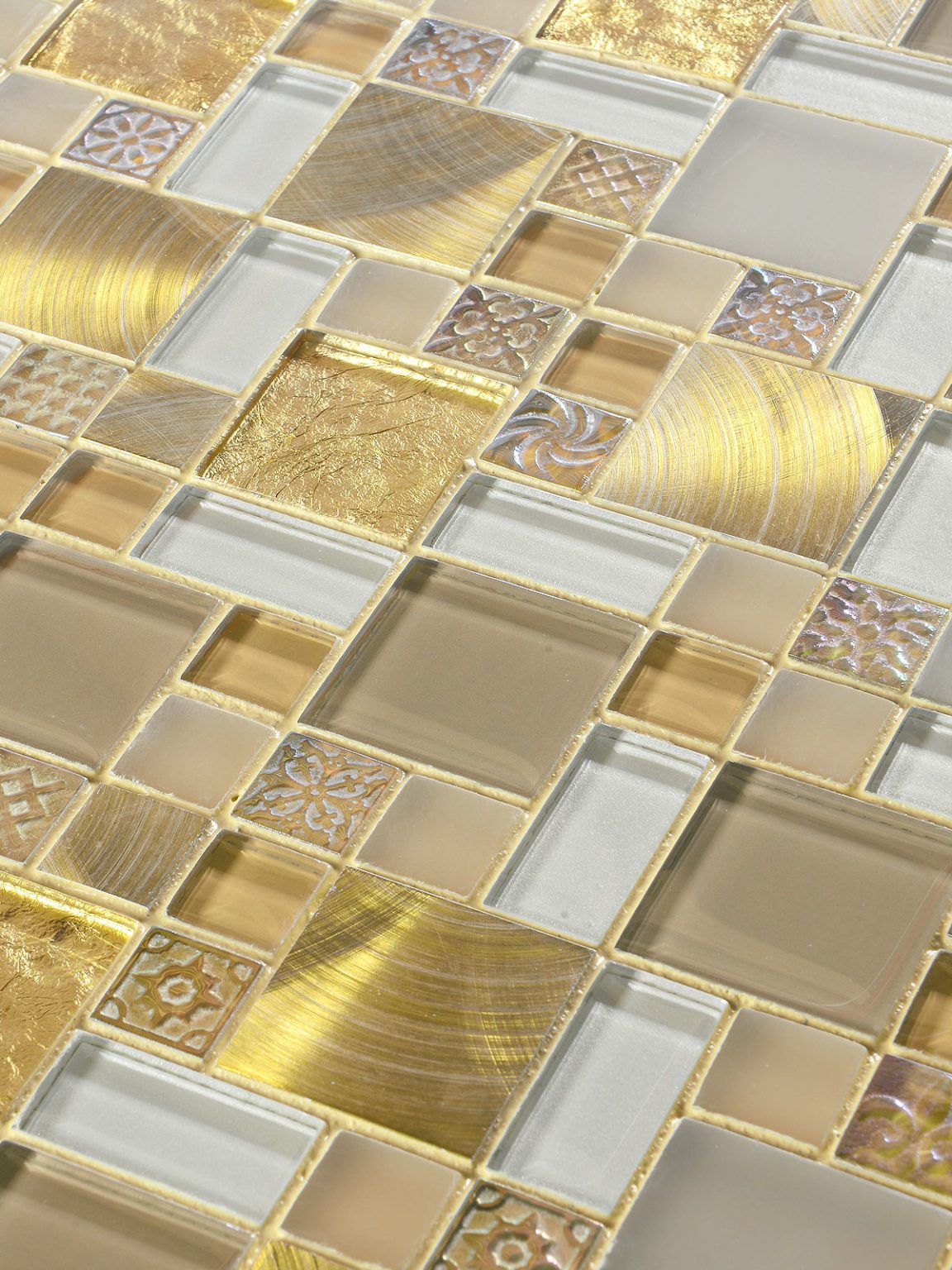 Glass Metal Gold Color Backsplash Tile | Backsplash.com