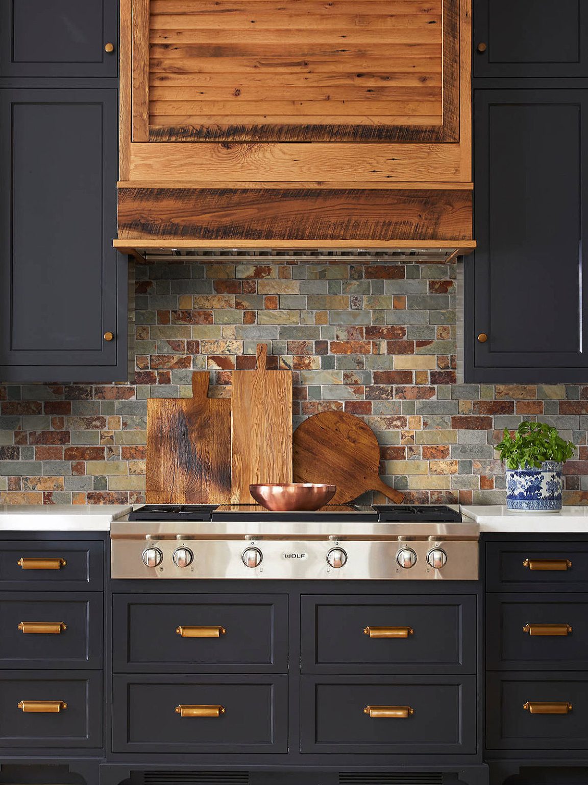 Rusty Brown Slate Mosaic Backsplash Tile For Traditional Kitchen