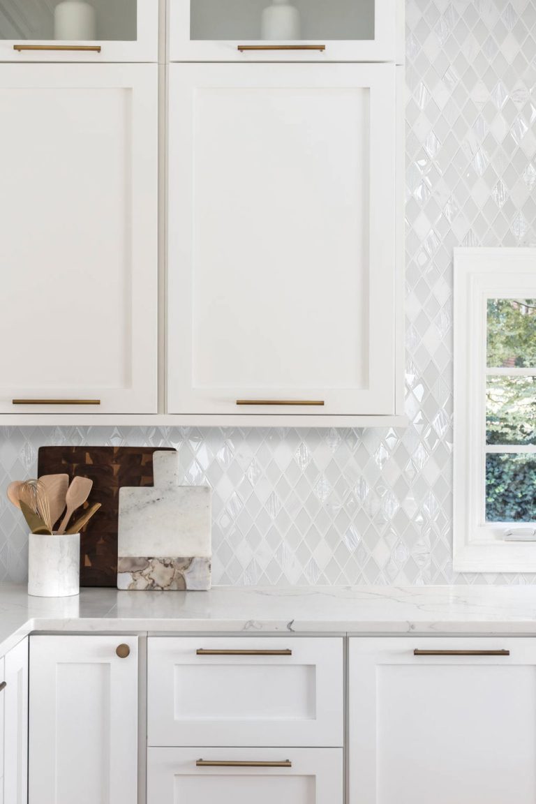 Elegant White Rhomboid Backsplash Tile | Backsplash.com