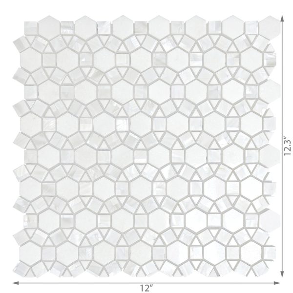 White Elegant Pearl and Marble Mixed Mosaic Backsplash Tile