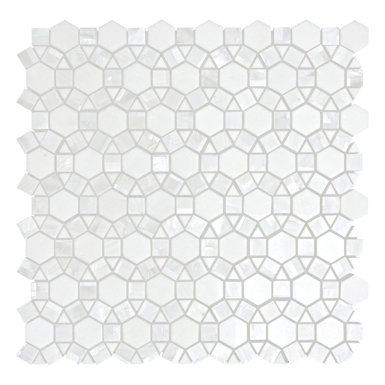 White Elegant Pearl and Marble Mixed Mosaic Backsplash Tile