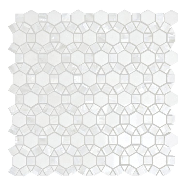 White Elegant Pearl and Marble Mixed Mosaic Backsplash Tile