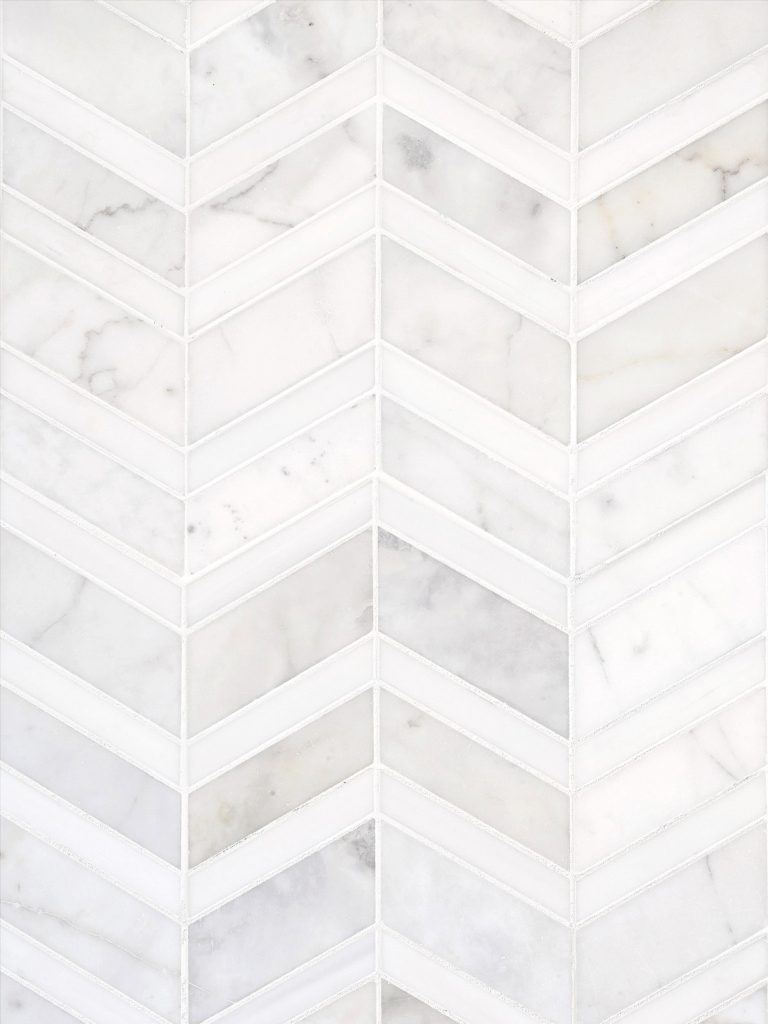 White Gray Gold Chevron Marble Mosaic Backsplash Tile