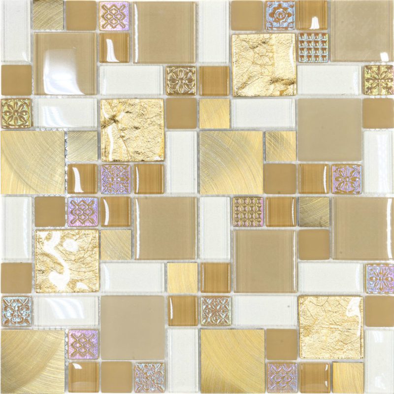 Glass Metal Gold Color Backsplash Tile | Backsplash.com