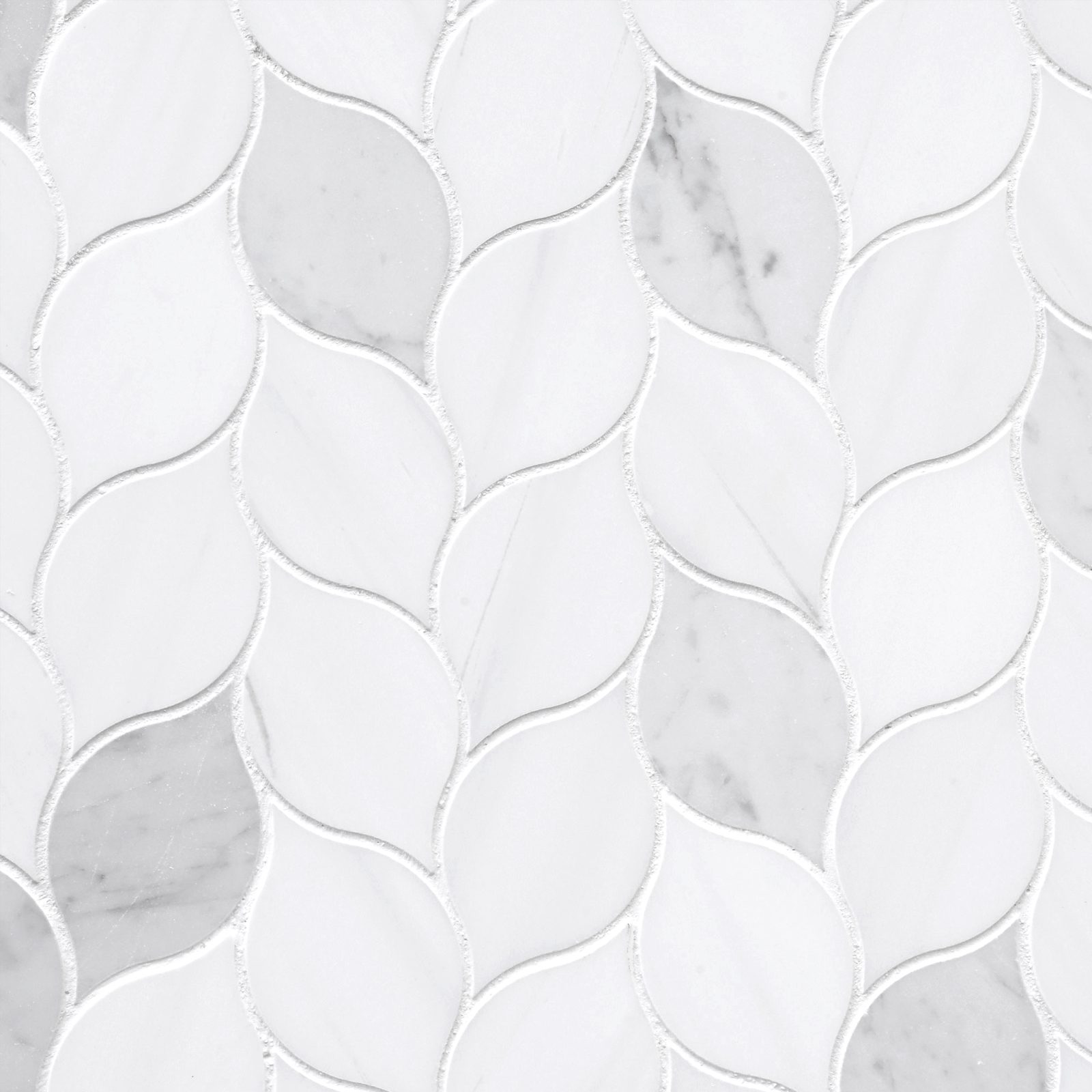White Gray Marble Leaf Mosaic Backsplash Tile