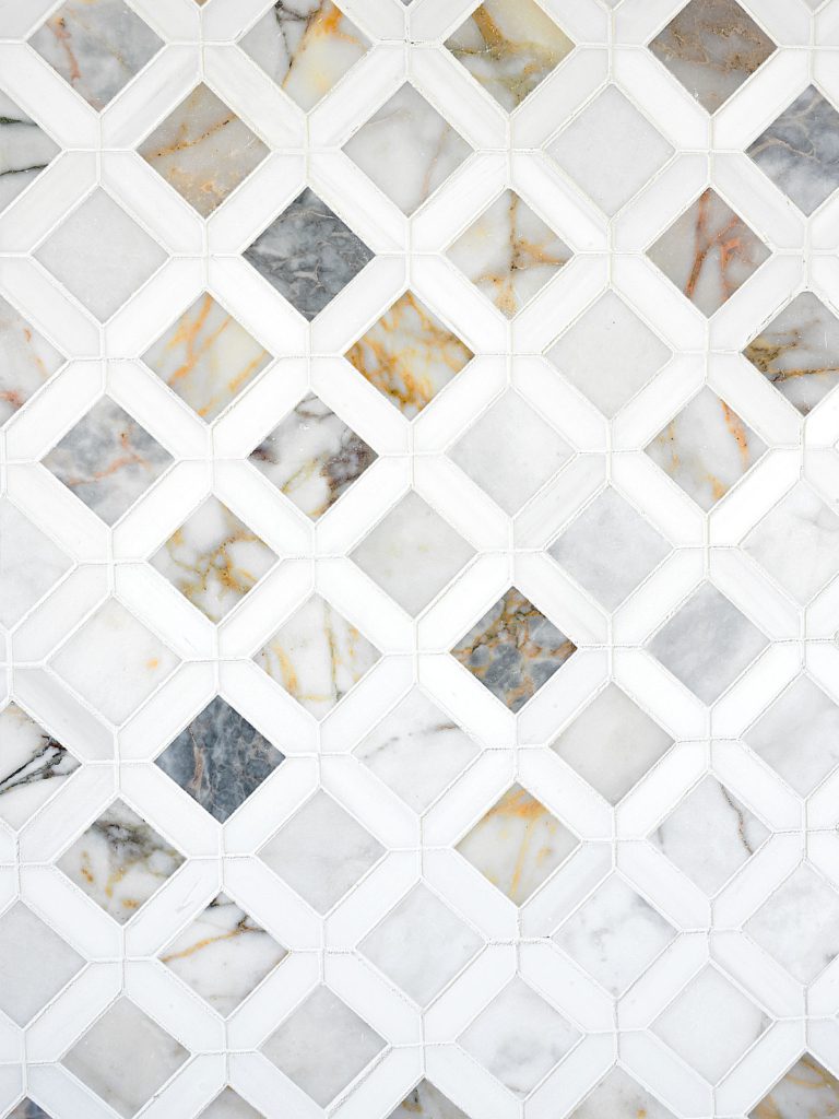 Multi Color Marble Diamond Mosaic Backsplash Tile