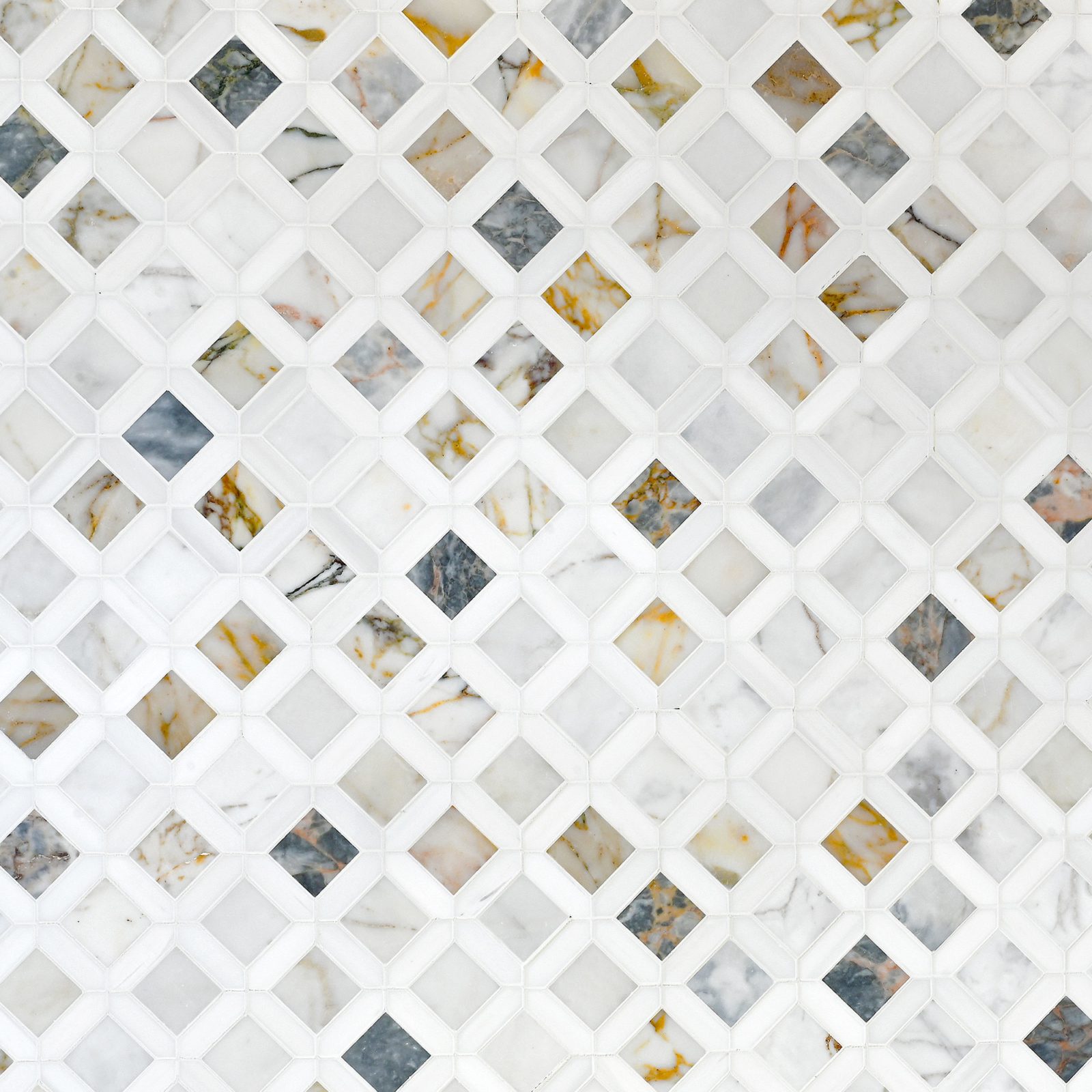 Multi Color Marble Diamond Mosaic Backsplash Tile
