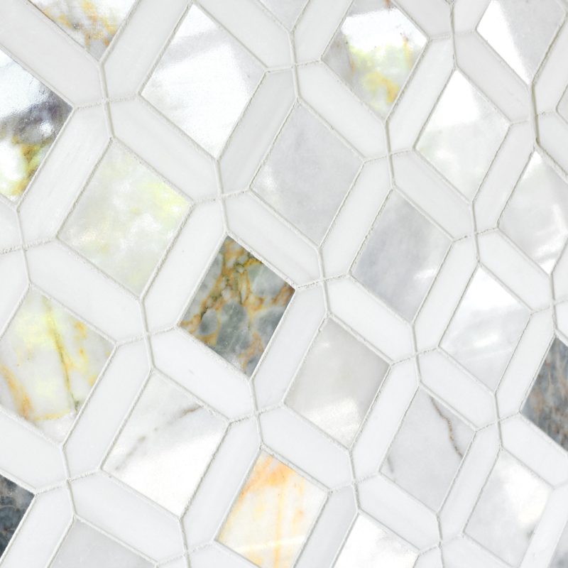 Multi Color Marble Diamond Mosaic Backsplash Tile