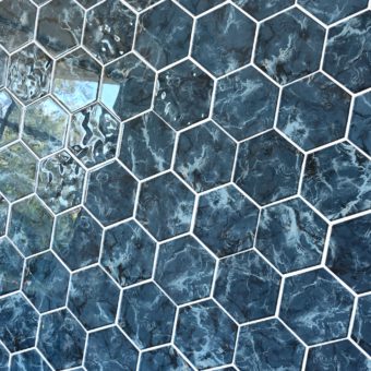 Blue Hexagon Glass Mosaic Tile Backsplash & Bathroom Walls