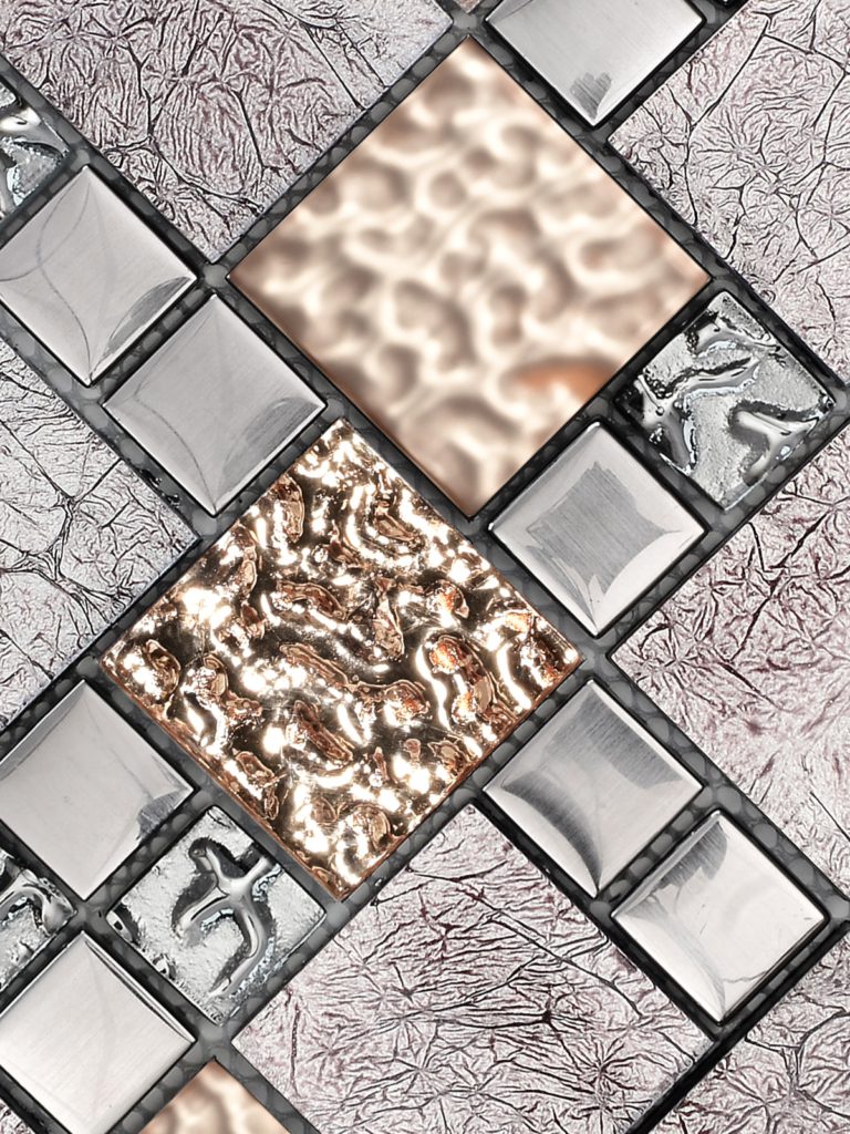 Glass Metal Rose Gold Mosaic Backsplash Tile | Backsplash.com
