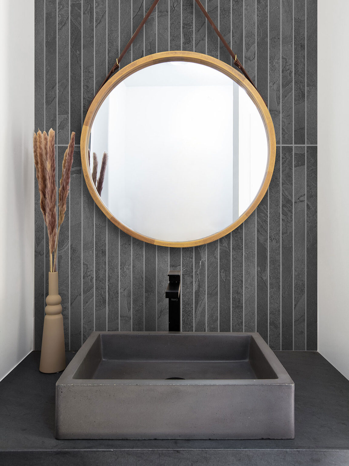 Modern (24" Long) Slate Black Backsplash Tile ( Modern Look )