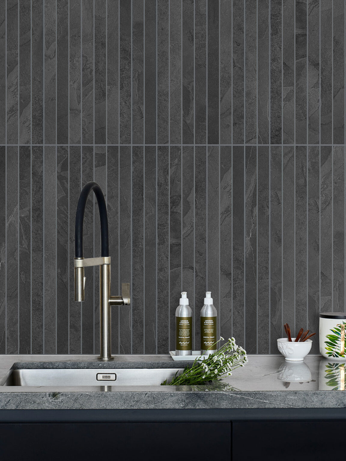 Modern (24" Long) Slate Black Backsplash Tile ( Modern Look )