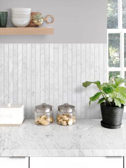 Modern (24" Long) Marble Pure White Backsplash Tile ( Modern Look )