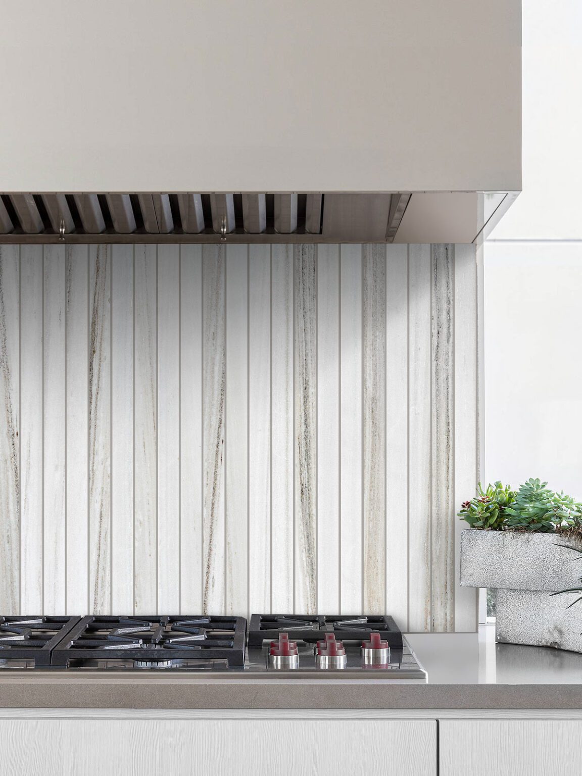 Modern (24" Long) Marble Pure White Backsplash Tile ( Modern Look )