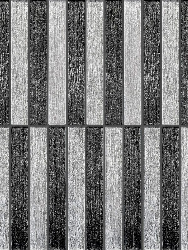Shimmery Textured Black and White Glass Backsplash Tile