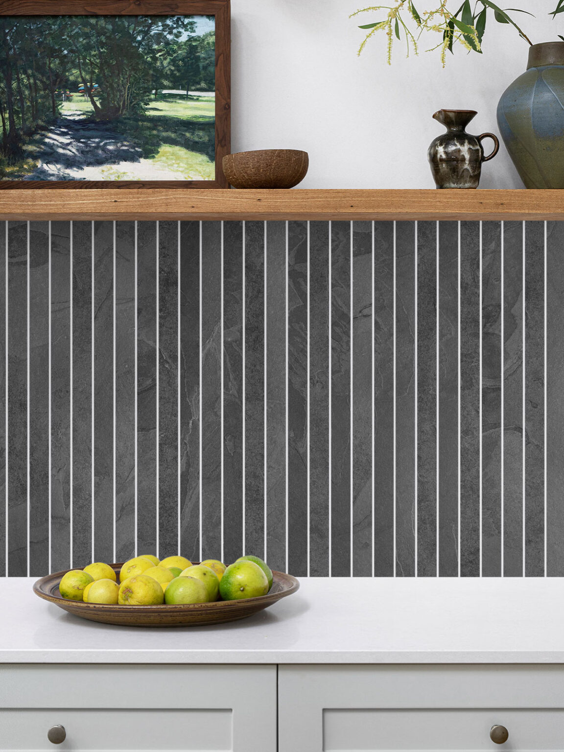 Modern (24" Long) Slate Black Backsplash Tile ( Modern Look )