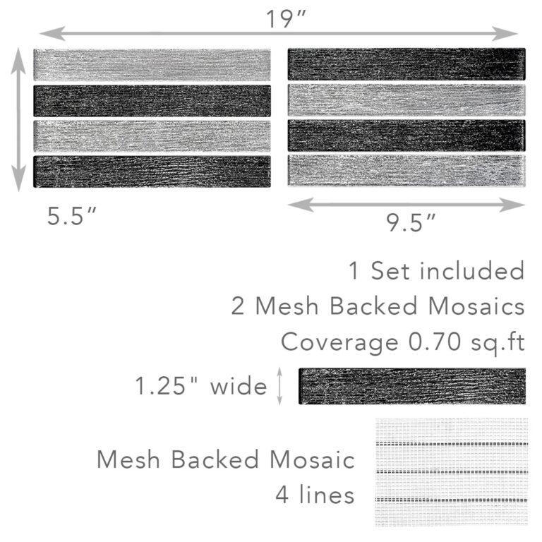 Shimmery Textured Black and White Glass Backsplash Tile