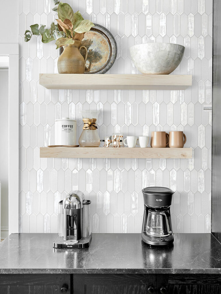 Pearl Glass Picket Design Backsplash Tile ( Unique Pearl Glass )