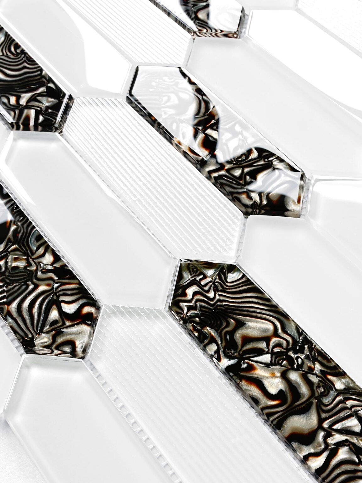 Pearl Glass Picket Design Backsplash Tile ( Unique Pearl Glass )