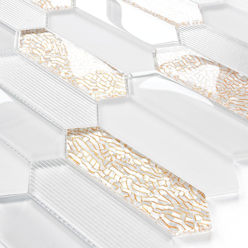 Gold Pearl Glass Picket Design Backsplash Tile ( Unique Pearl )