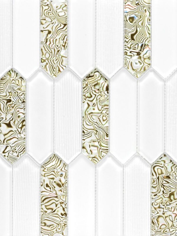 Green Pearl Glass Picket Design Backsplash Tile ( Unique Pearl )