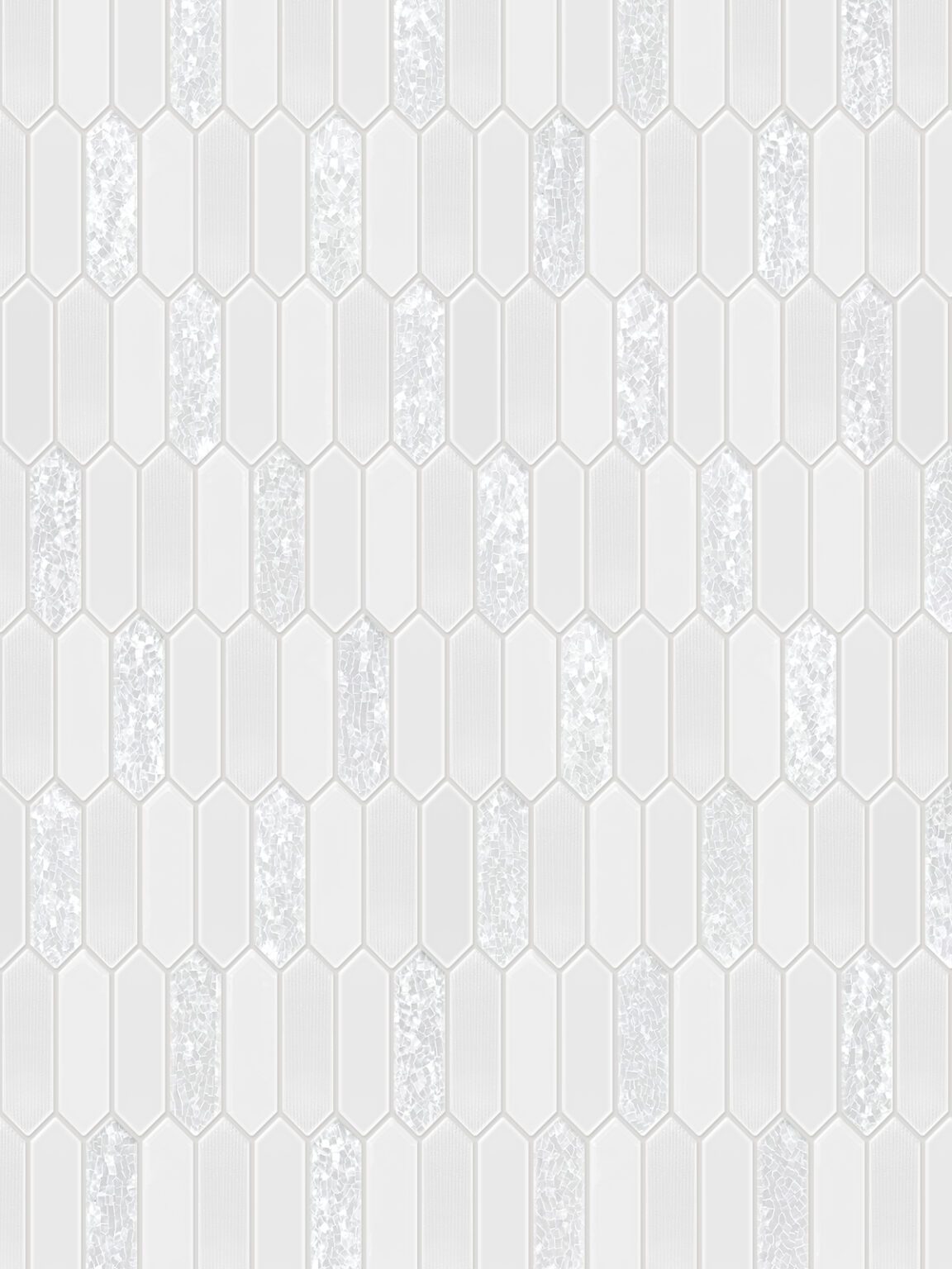 White Pearl Glass Picket Design Backsplash Tile ( Unique Pearl )