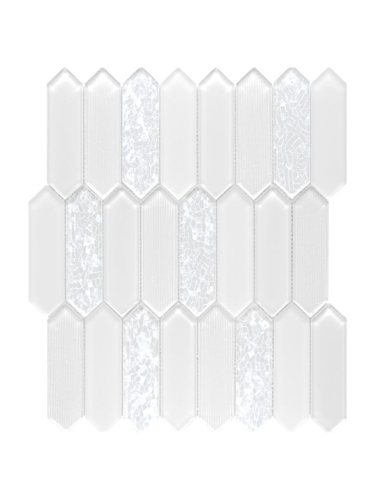 White Pearl Glass Picket Design Backsplash Tile ( Unique Pearl )