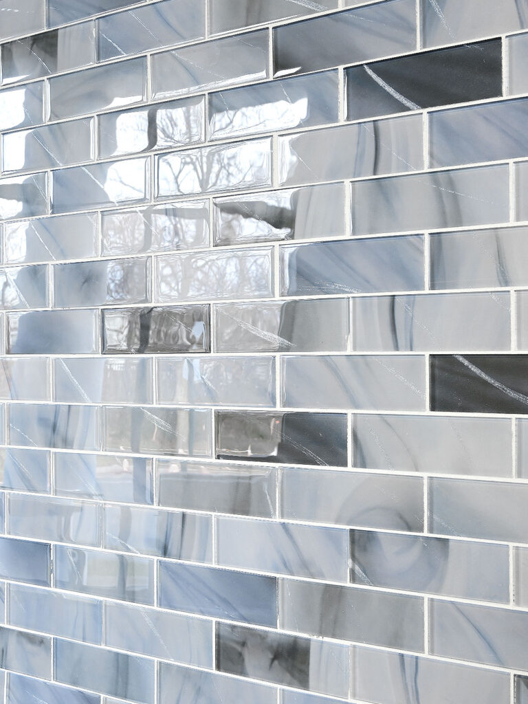 Blue Glass with Sparkle Design Subway Backsplash Tile