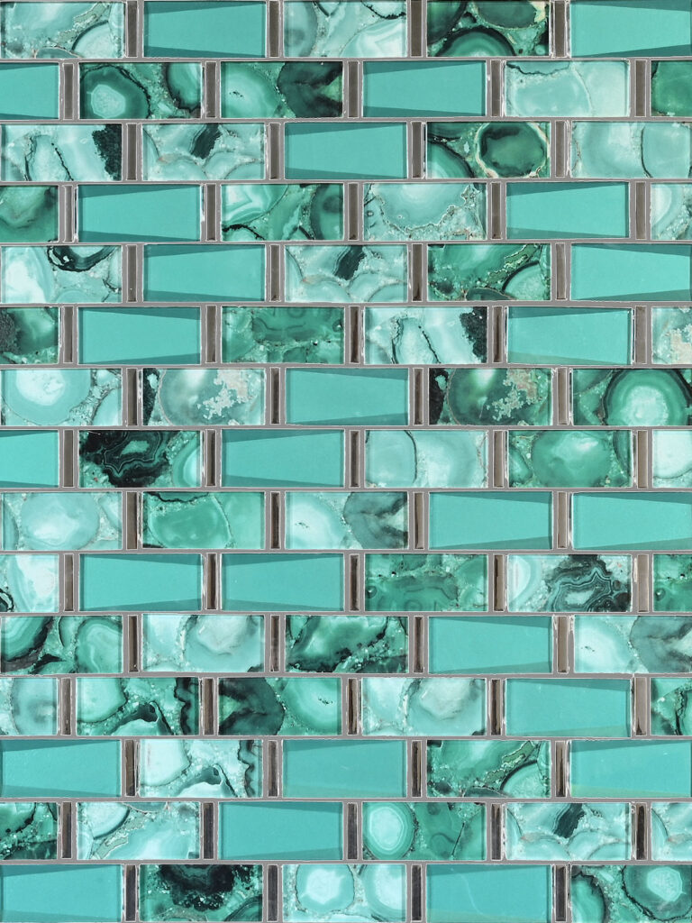 Green Unique Glass Subway Beveled Glass Backsplash Tile