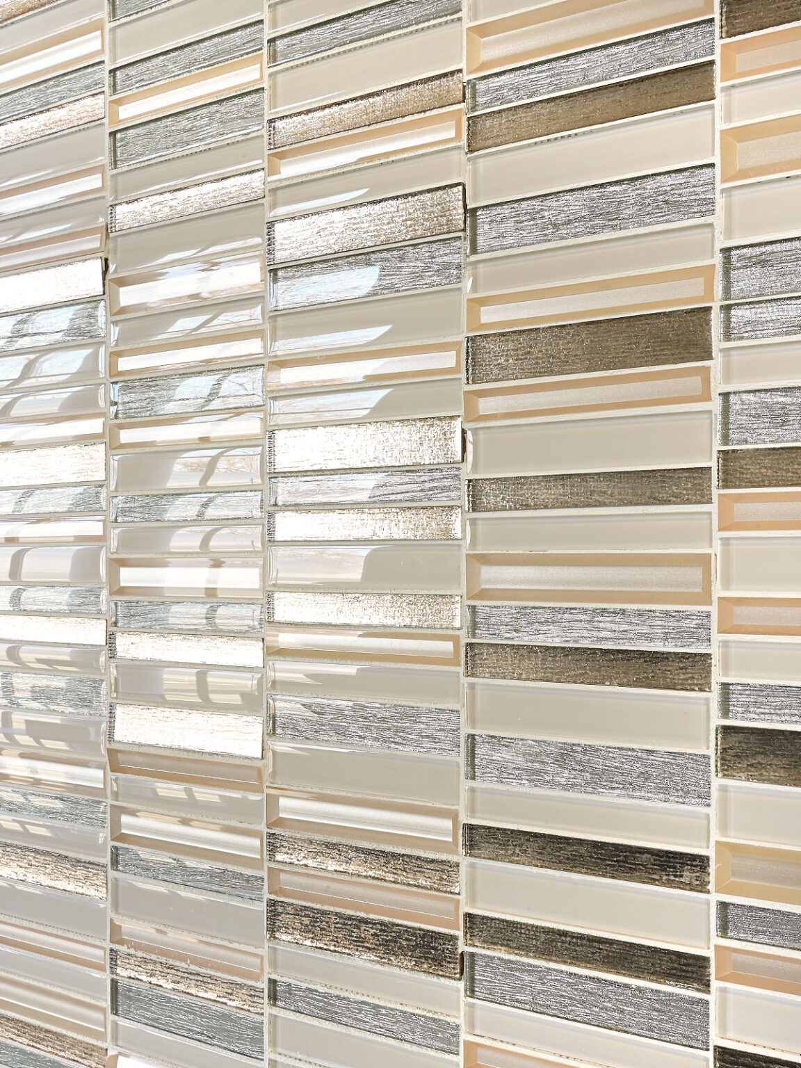 Rose Gold Beveled Edge Glass Backsplash Tile