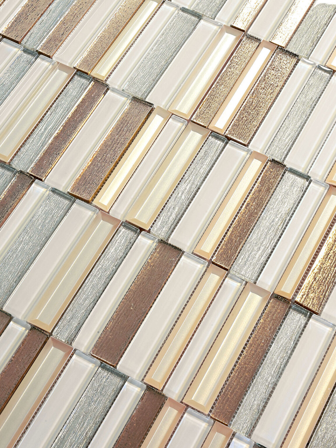 Rose Gold Beveled Edge Glass Backsplash Tile