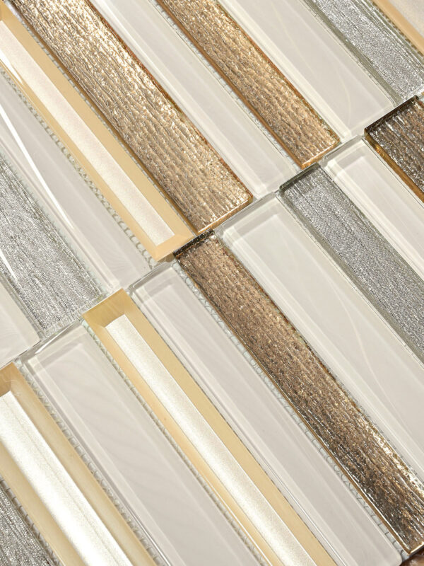 Rose Gold Beveled Edge Glass Backsplash Tile