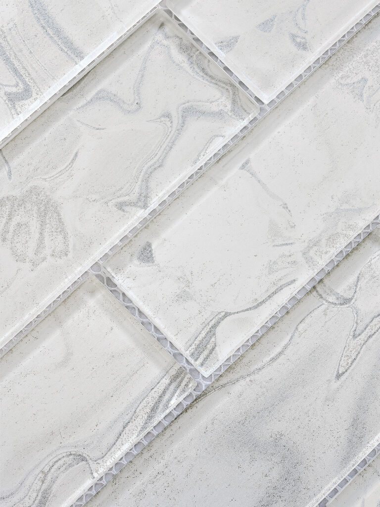 White with Gray Veins & Sparkle Glitter Design Backsplash Tile