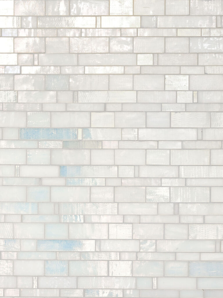 White & Iridescent Blue Glass Tile – Coastal Mosaic Look - BA7016
