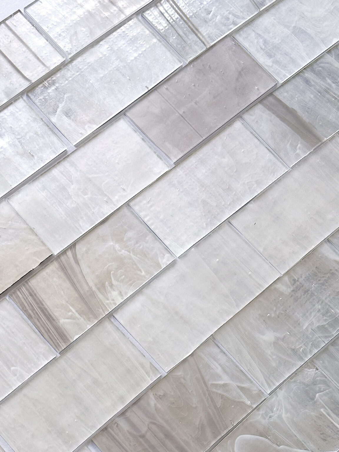 Opal Beige Brown Glass Subway Hand Cut Artisan Mosaic Tile