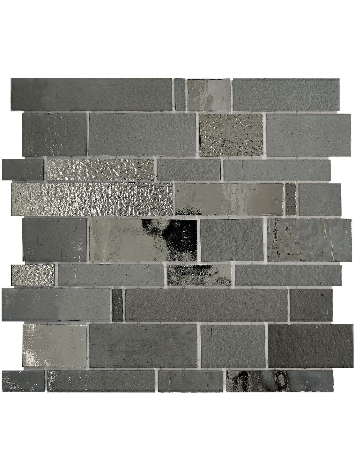 Charcoal Gray Glass Subway Hand Cut Artisan Mosaic Tile