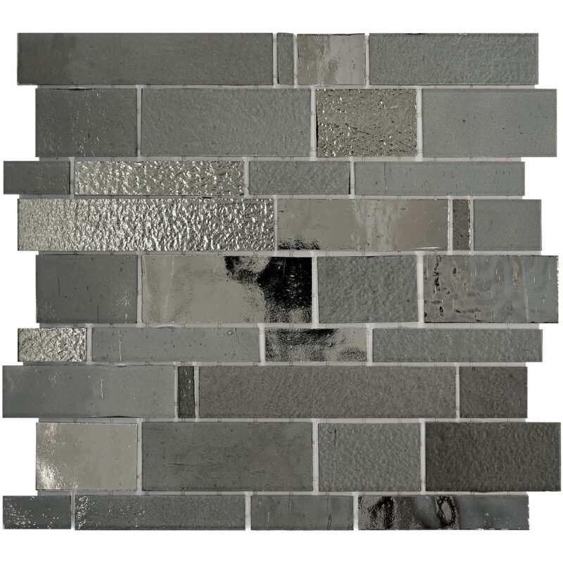 Charcoal Gray Glass Subway Hand Cut Artisan Mosaic Tile